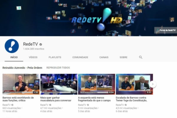 Canal da RedeTV! no YouTube se torna o terceiro maior do país - TV História